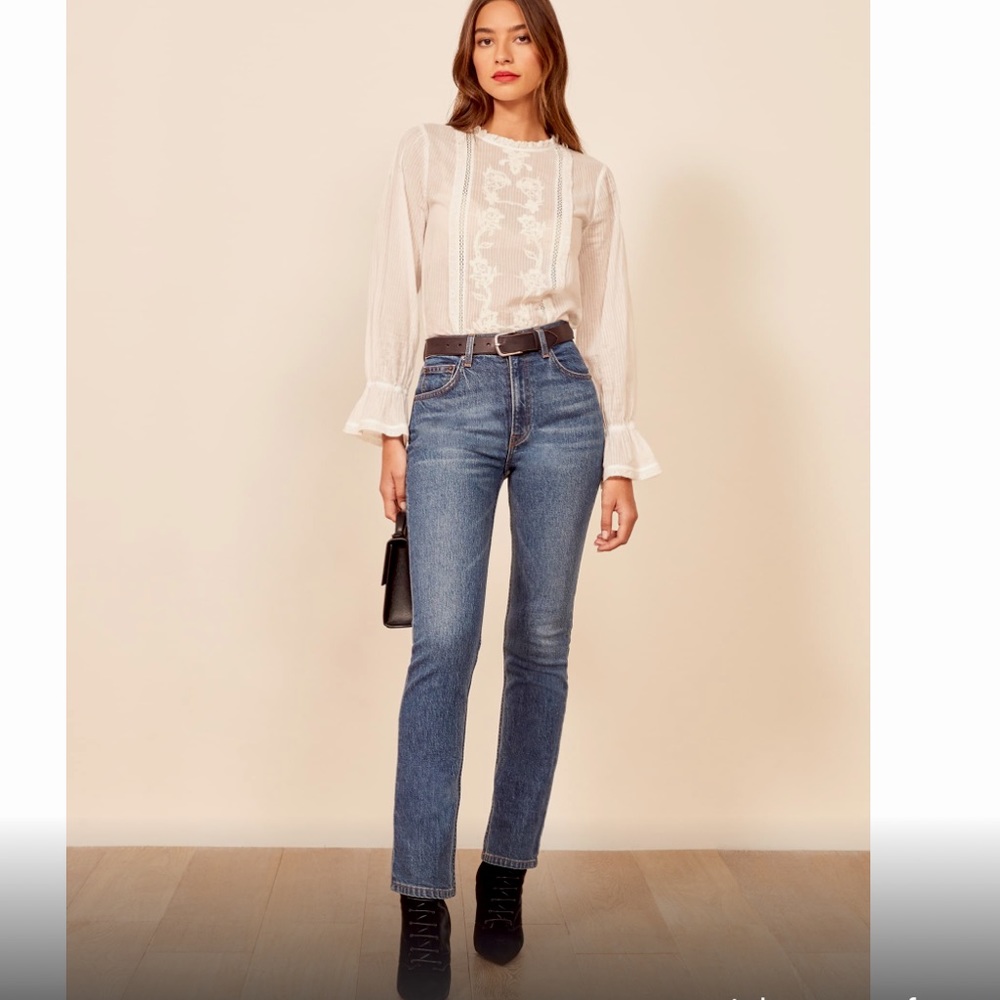 Reformation Liza High Rise Straight Jean - Gem